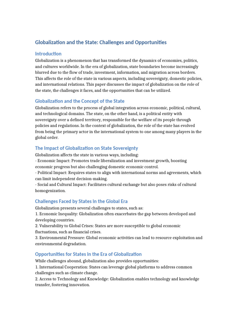 Globalization and The State 7 Pages | PDF | Globalization | Sustainable ...