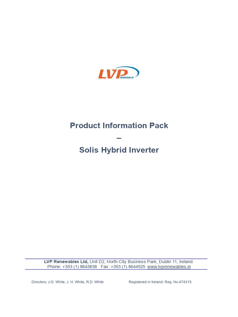 Product Information Pack - Solis Hybrid Inverter | PDF | Photovoltaic ...