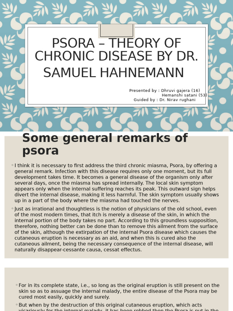 Psora - The Chronic Diseases | PDF | Homeopathy | Grief