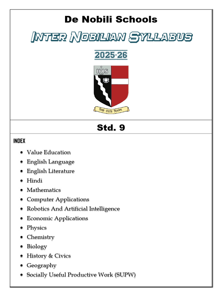 STD 9internobiliansyllabus202526 | PDF | Essays | English Language