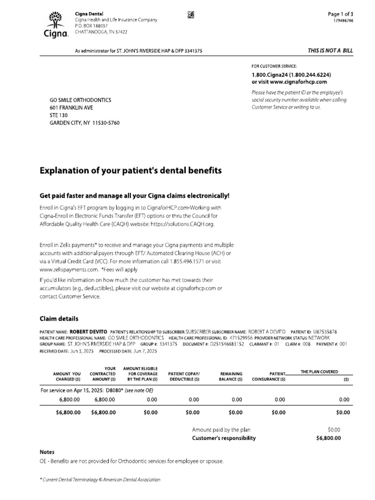 Cigna Denial Eob | PDF