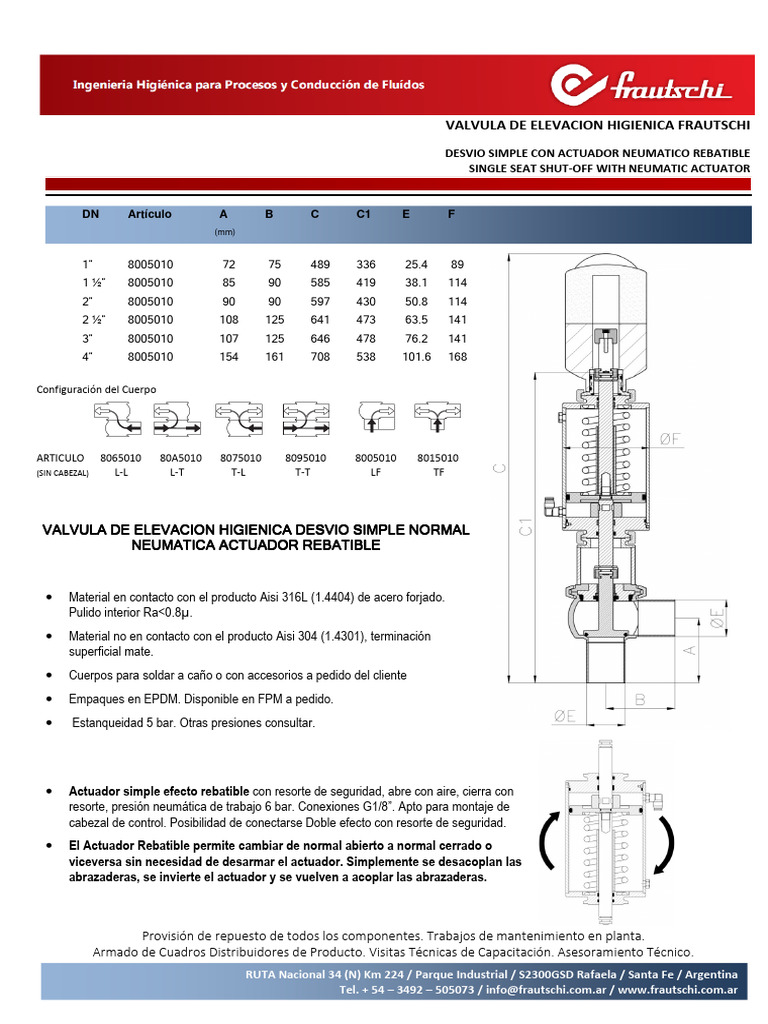 Válvula Higiénica Neumática Frautschi | PDF