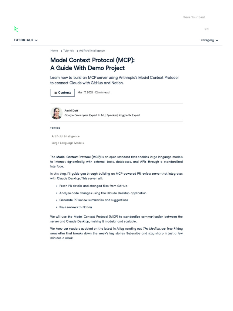 Model Context Protocol (MCP) - A Guide With Demo Project - DataCamp | PDF | Computing | Software