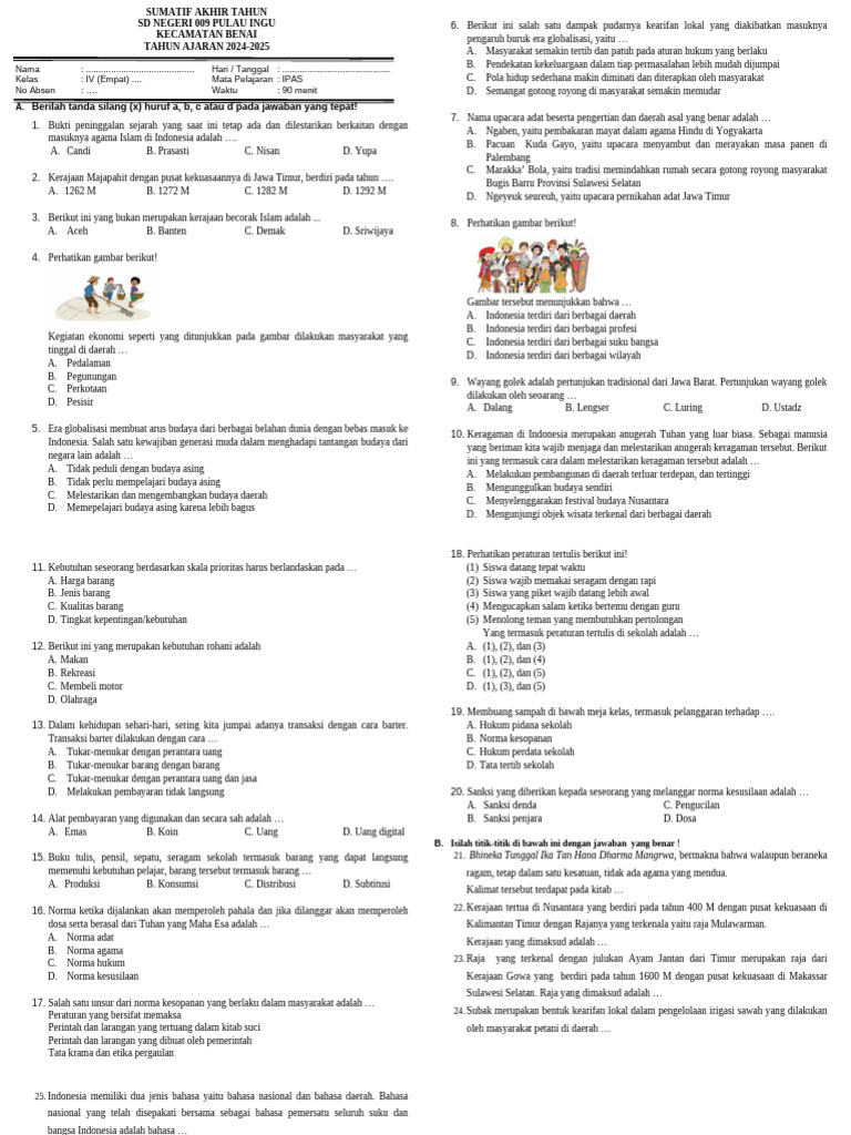 Naskah Soal Sat Ipas SMT 2 Bastian 2025 | PDF