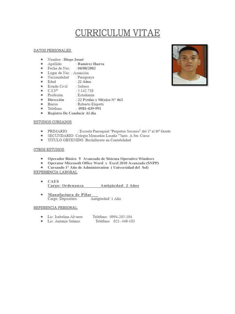 Curriculum Diego Ramirez Act | PDF