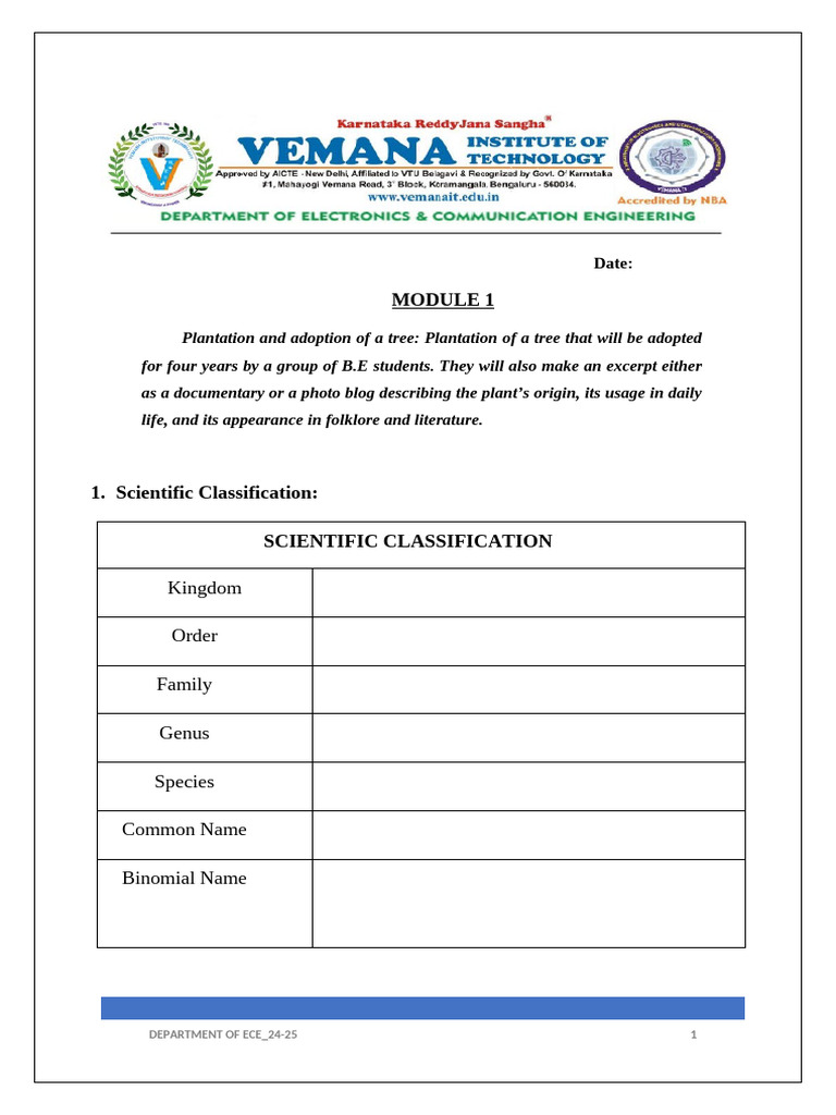 Module 1 Plantation and Adoption -Template (3) | PDF | Flowers | Plants