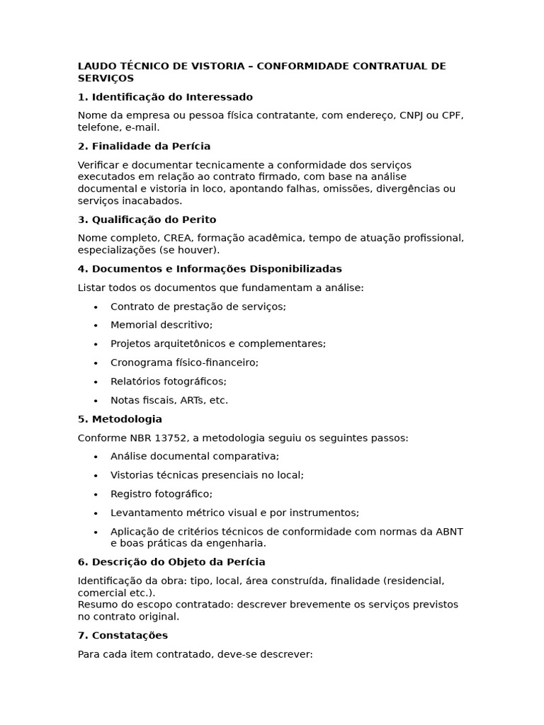 Laudo Técnico de Vistoria Contratual | PDF