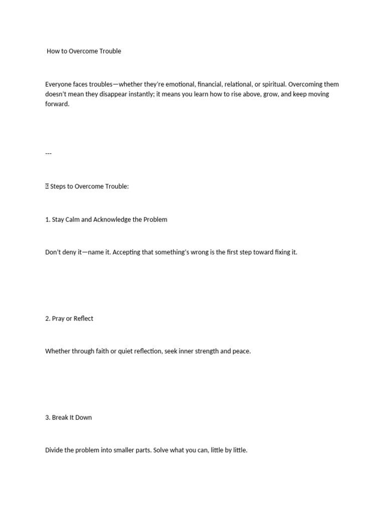 How To Overcome Trouble | PDF