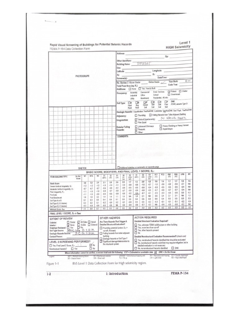 Rapid Visual Screening of Buildings For Potential Seismic Hazards | PDF