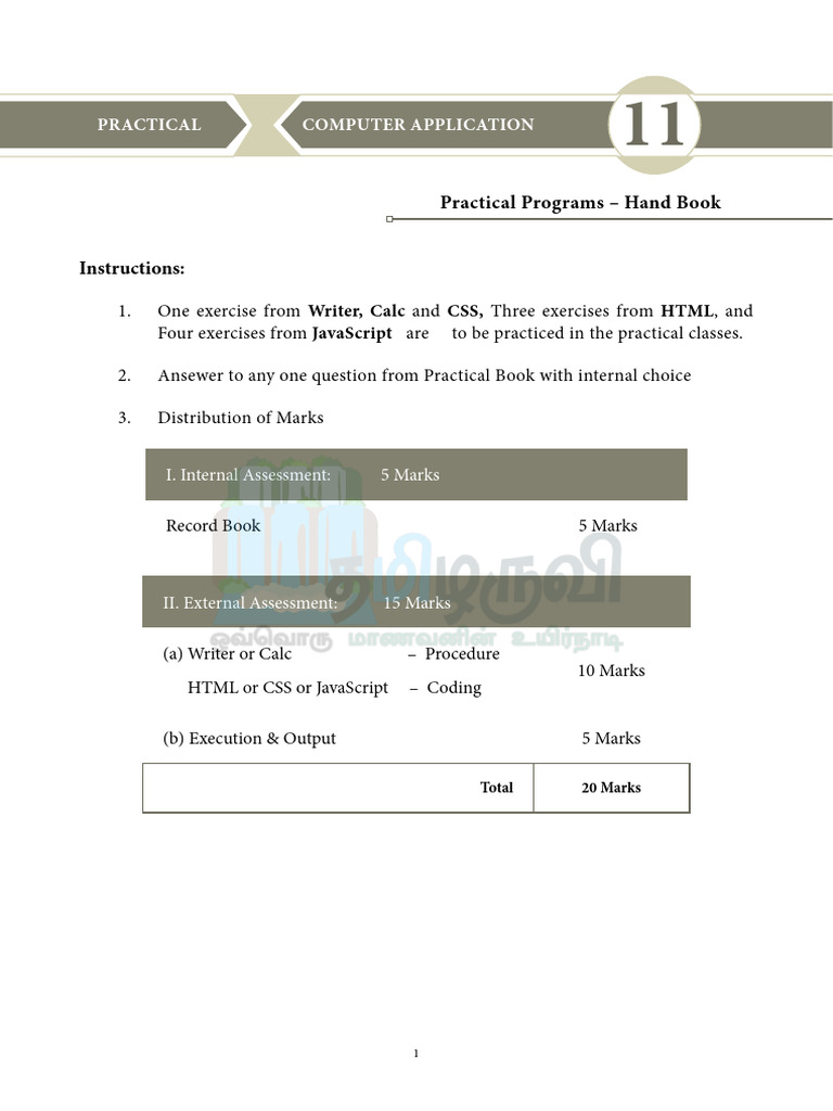 11th Computer Applications - Practical Manual (Practical Hand Book) Mr ...