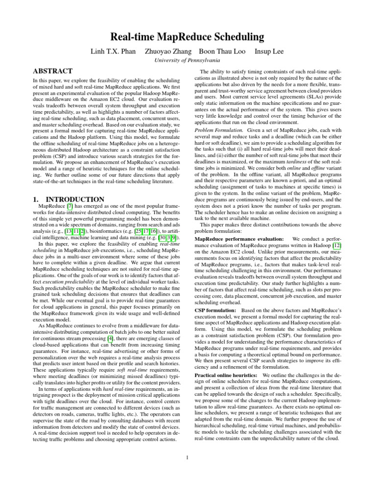 Real-Time MapReduce Scheduling Imp | PDF | Apache Hadoop | Scheduling (Computing)