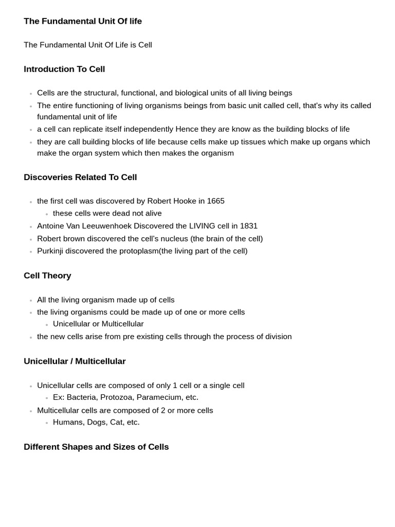The Fundamental Unit of Life | PDF | Cell (Biology) | Osmosis