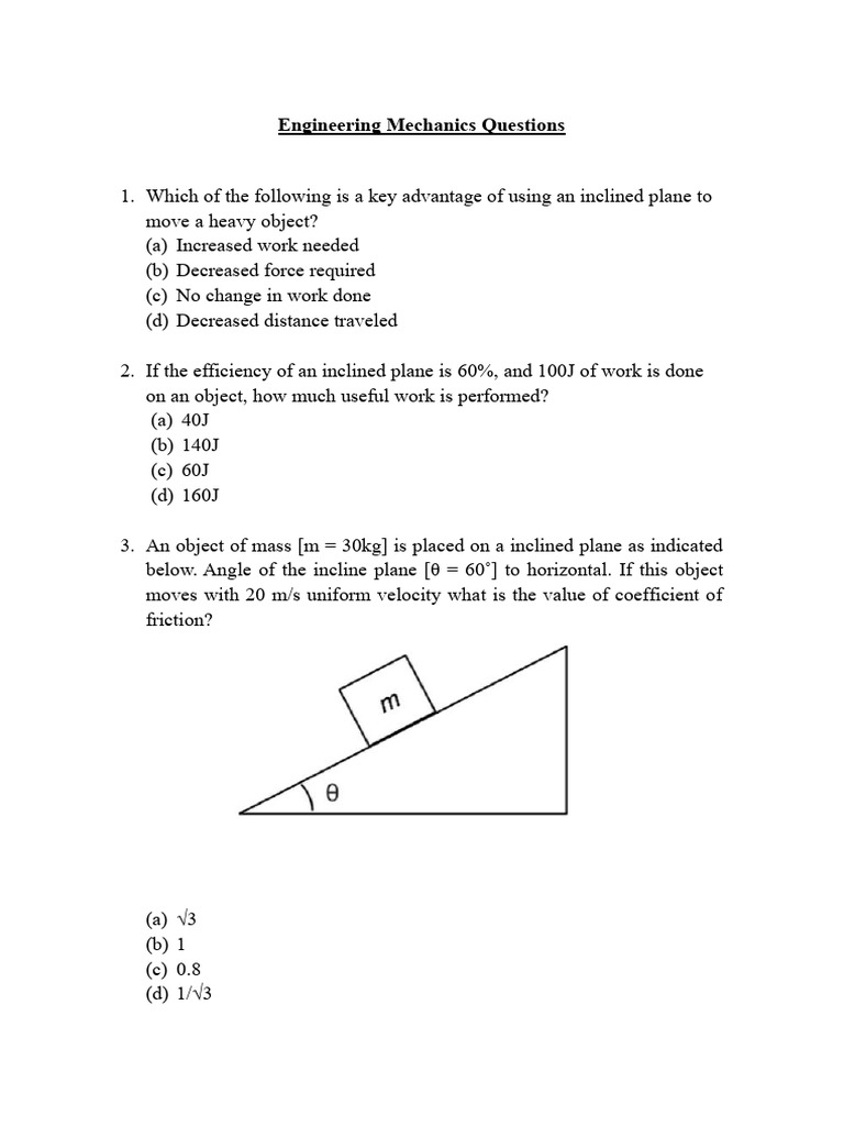Engineering Mechanics Quiz Questions | PDF