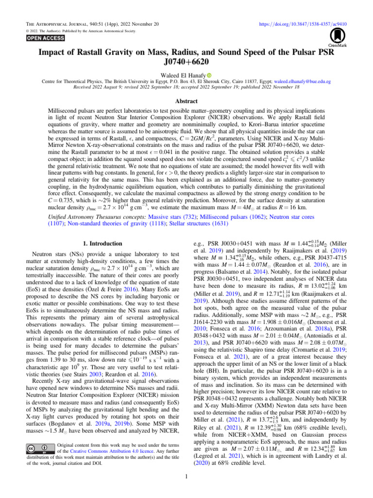 El Hanafy 2022 ApJ 940 51 | PDF | General Relativity | Gravity