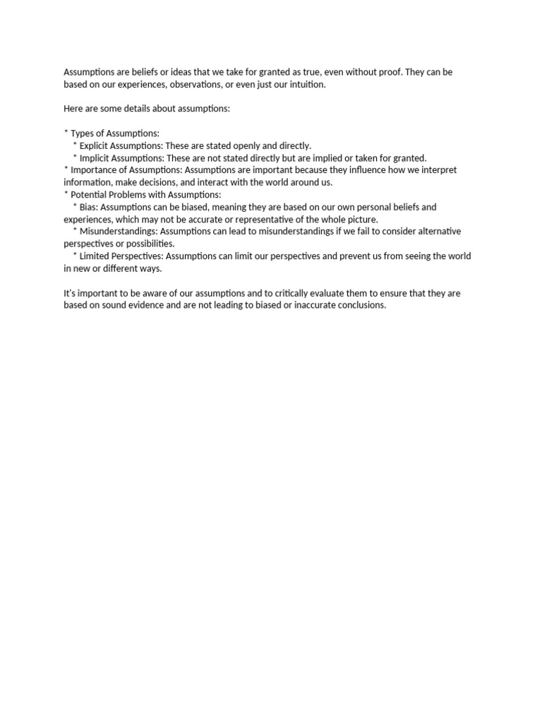 Assumptions 2 | PDF