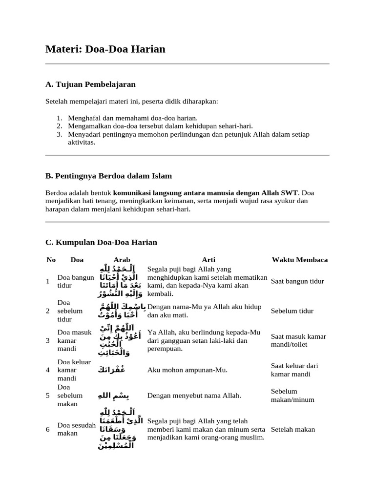 Kumpulan Doa Harian dalam Islam | PDF