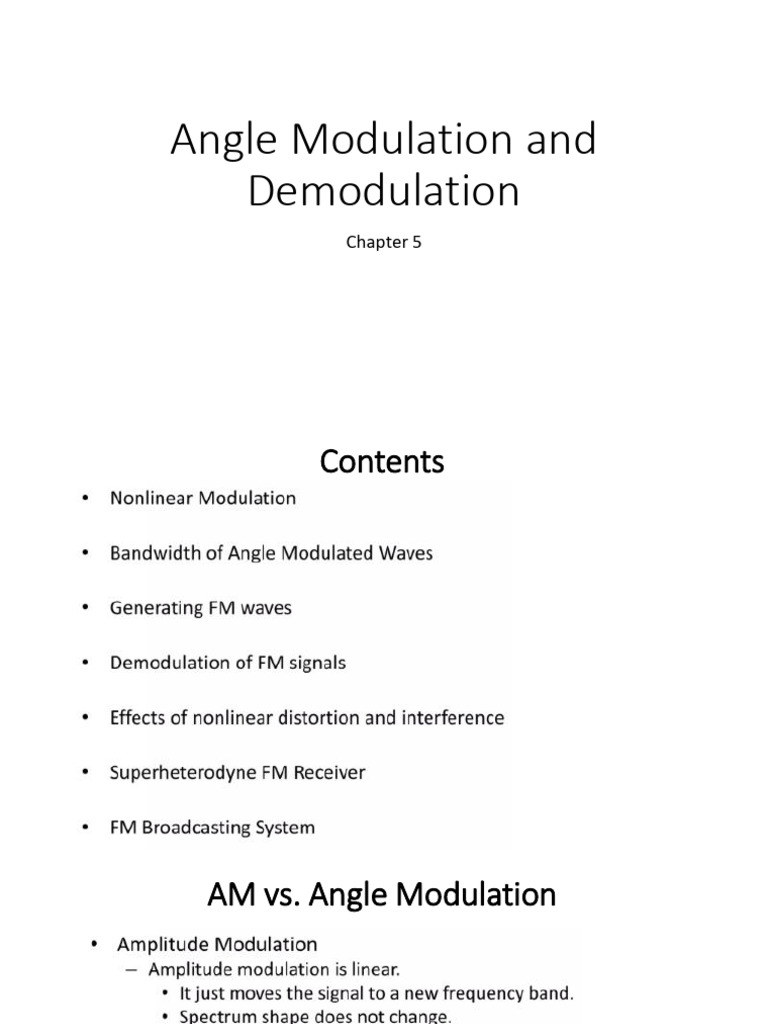Lecture 3 Angle Modulation and Demodulation | PDF