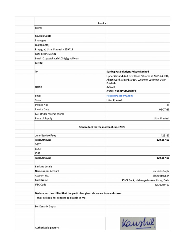 June Invoice 2025 | PDF