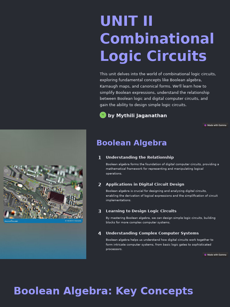UNIT II Combinational Logic Circuits | PDF | Boolean Algebra | Teaching Mathematics