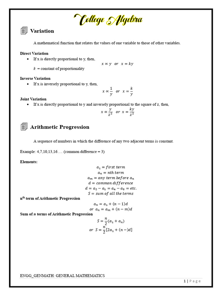 Variation Arithmetic Geometric Harmonic Progression | PDF | Arithmetic | Mathematical Analysis