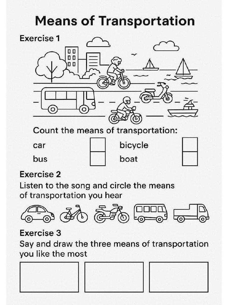 Means of Transportation Exercise | PDF