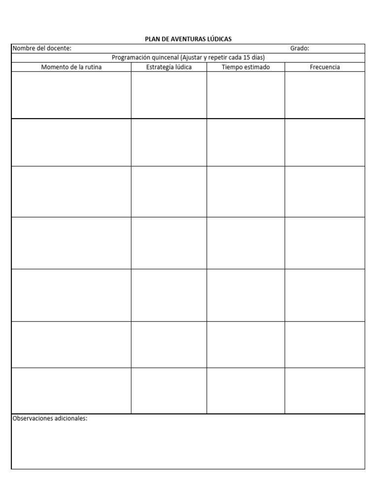 Plan Quincenal Parvularia PDF | PDF