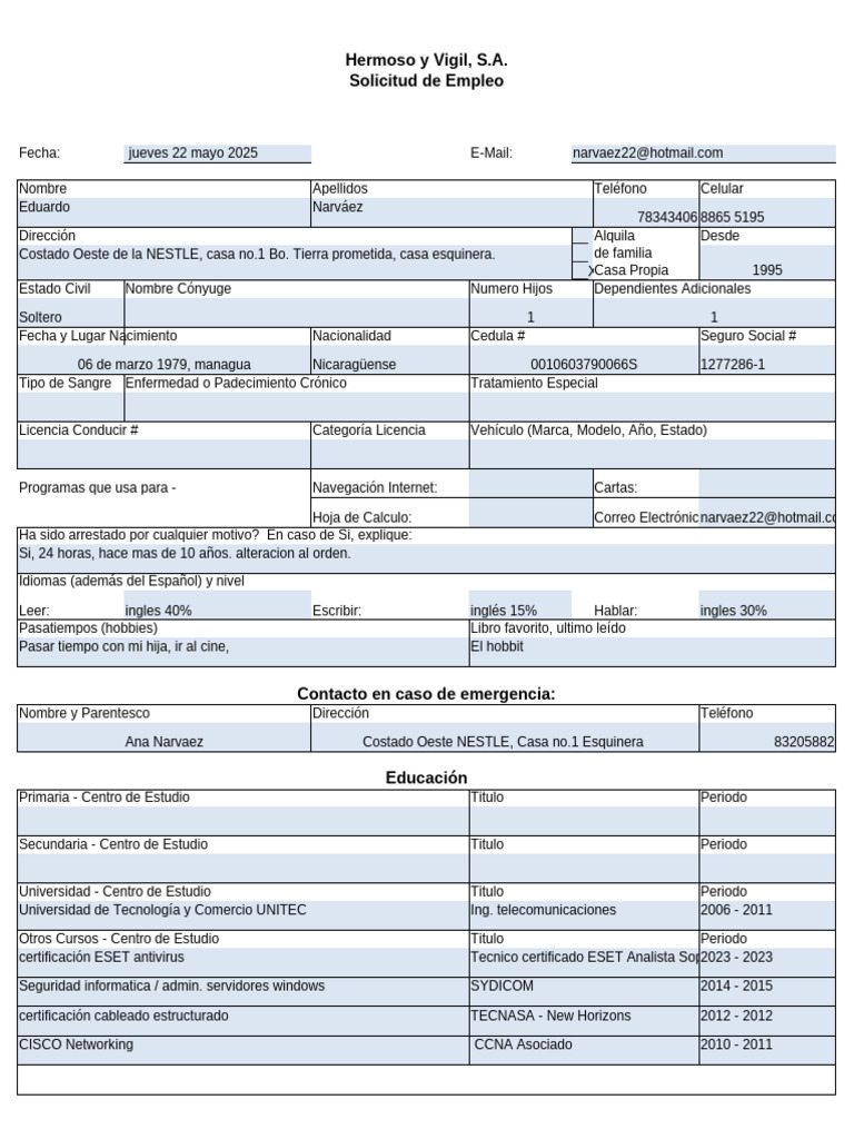 Formato Solicitud Empleo | PDF | Informática