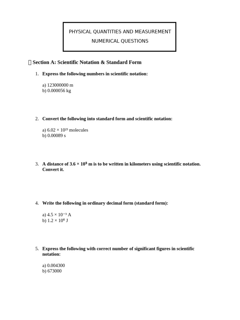 Numerical Problems in Physics Measurement | PDF | Significant Figures ...