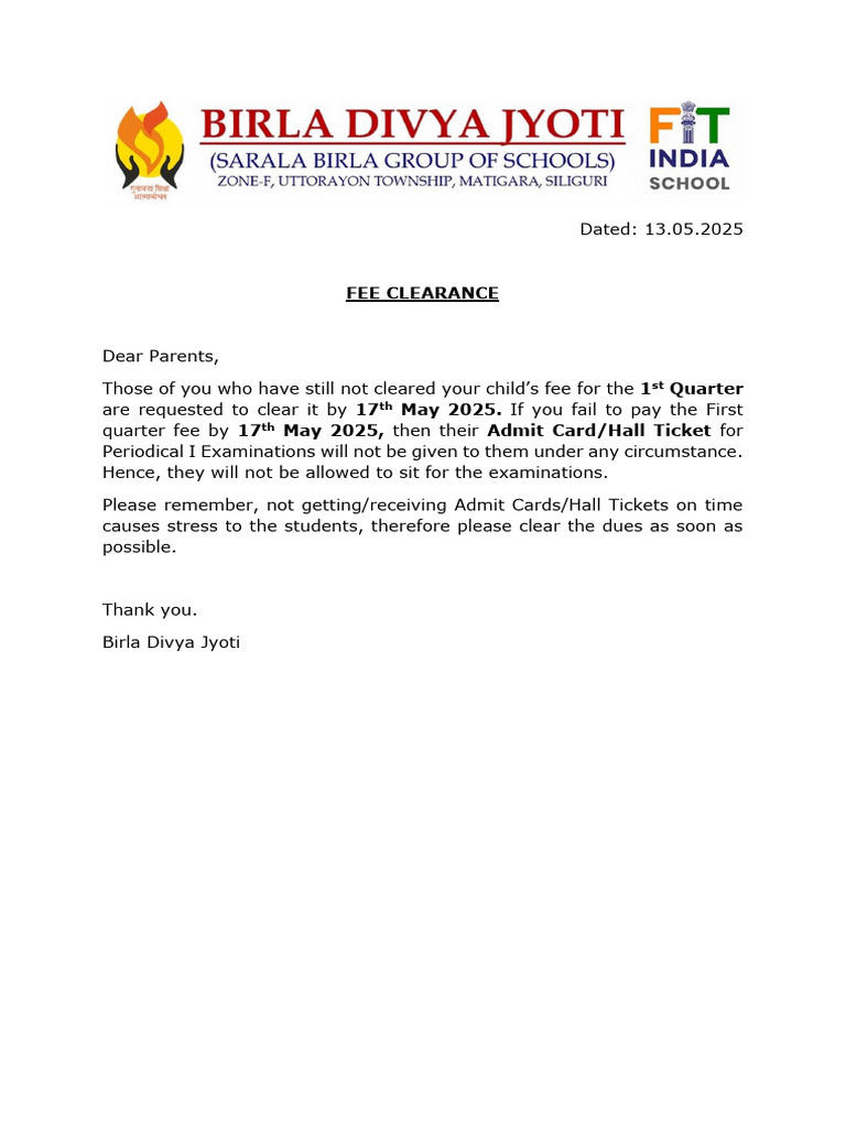 Fee Clearance Notice | PDF
