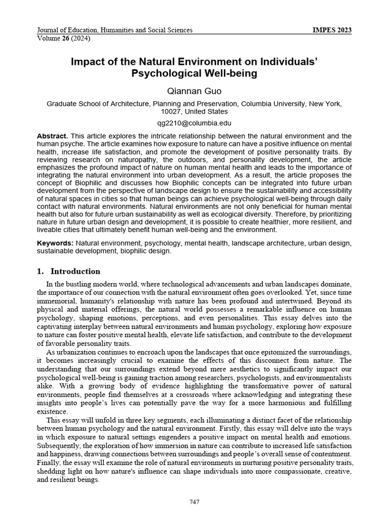 Impact of The Natural Environment On Individuals | PDF | Empathy ...
