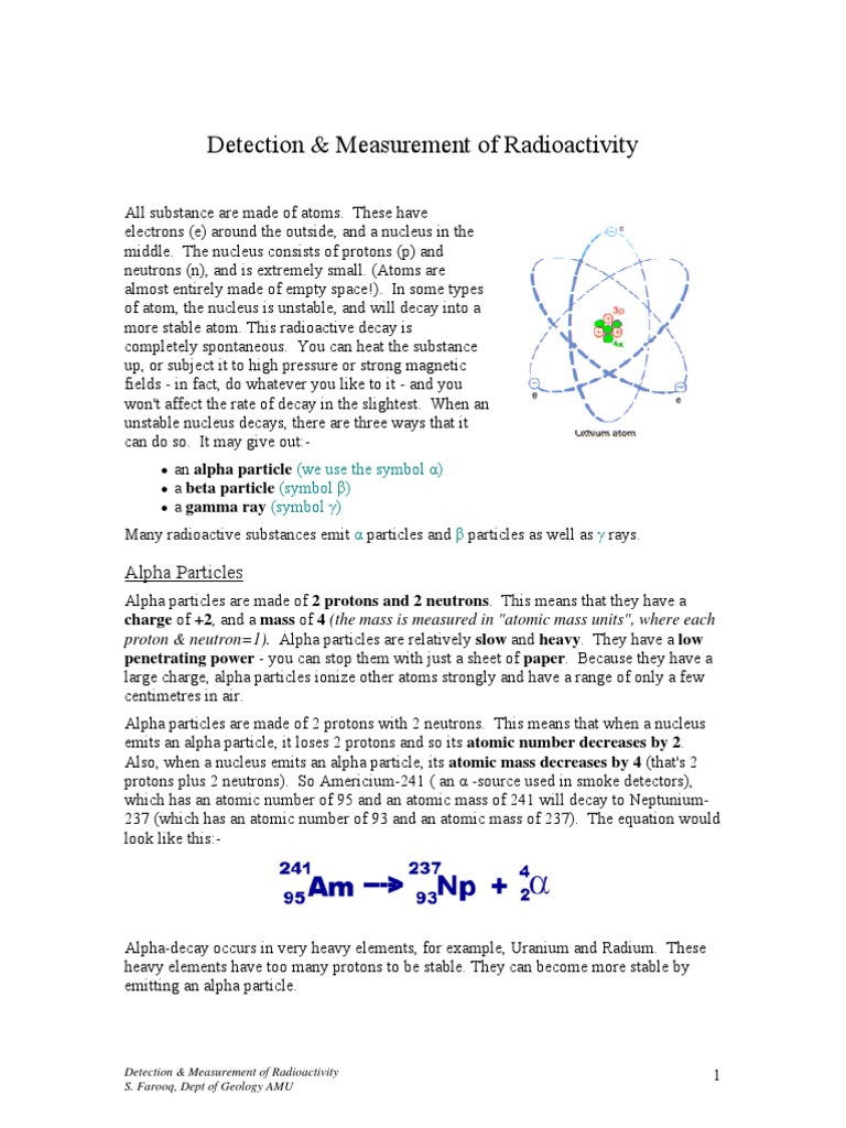 Detection & Measurement of Radioactivity | PDF | Gamma Ray ...