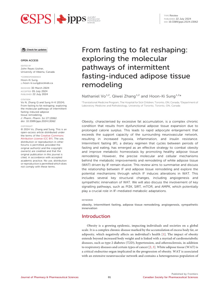From Fasting To Fat Reshaping Exploring The Molecular Pathways of ...