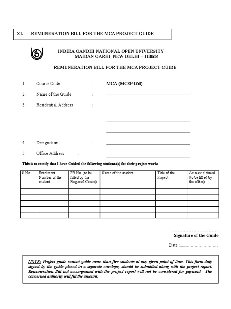 MCA Project Guide Remuneration Bill | PDF | Computer Engineering ...