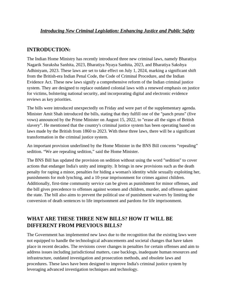 Introducing New Criminal Legislation | PDF | Crimes | Crime & Violence