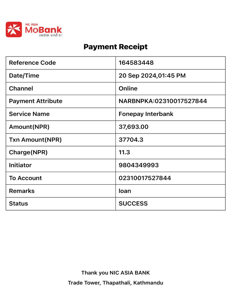 Airtel Payments Bank Transaction Receipt | PDF