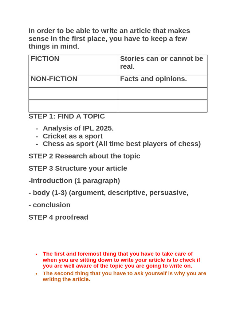 Article Writing Grade 4 | PDF