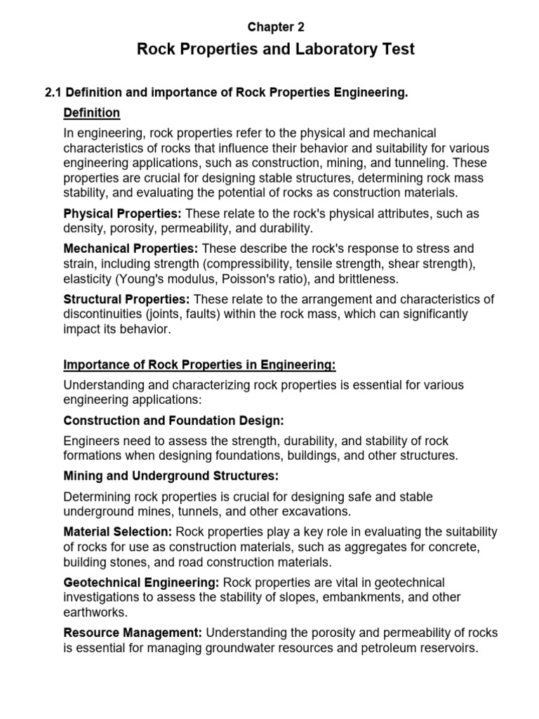Rock Properties in Engineering Applications | PDF | Deformation ...