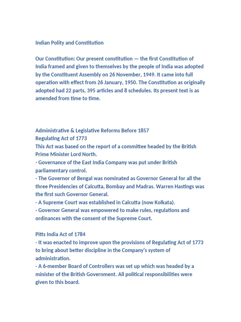 Indian Polity and Constitution | PDF