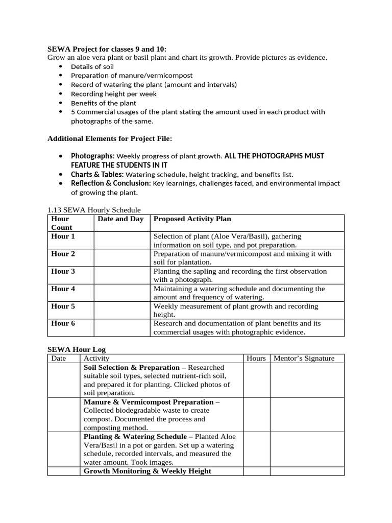 SEWA Project: Plant Growth & Yoga Activities | PDF | Asana | Mind–Body ...