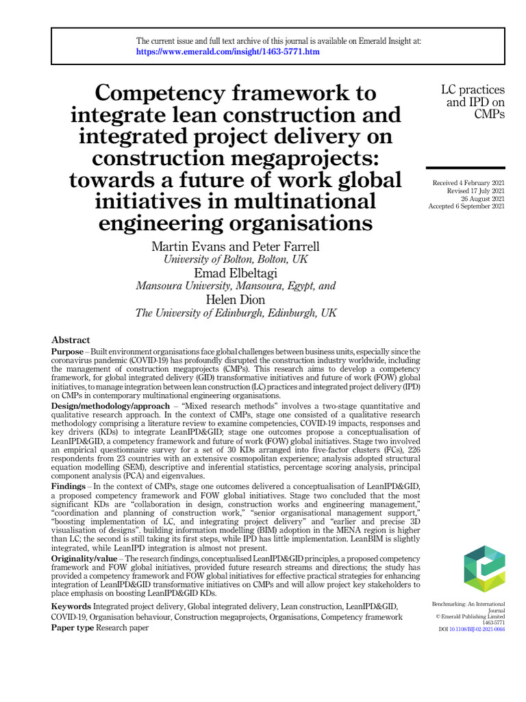 Competency Framework To Integrated Lean | PDF | Building Information ...