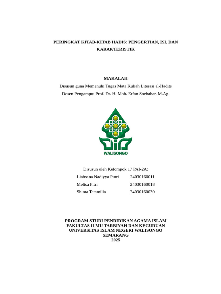 Peringkat Kitab Hadis: Pengertian dan Karakteristik | PDF