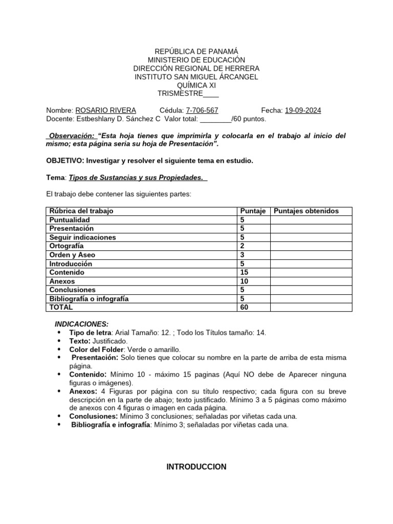 Trabajo Final-Quimica | PDF | Sustancias químicas | Química