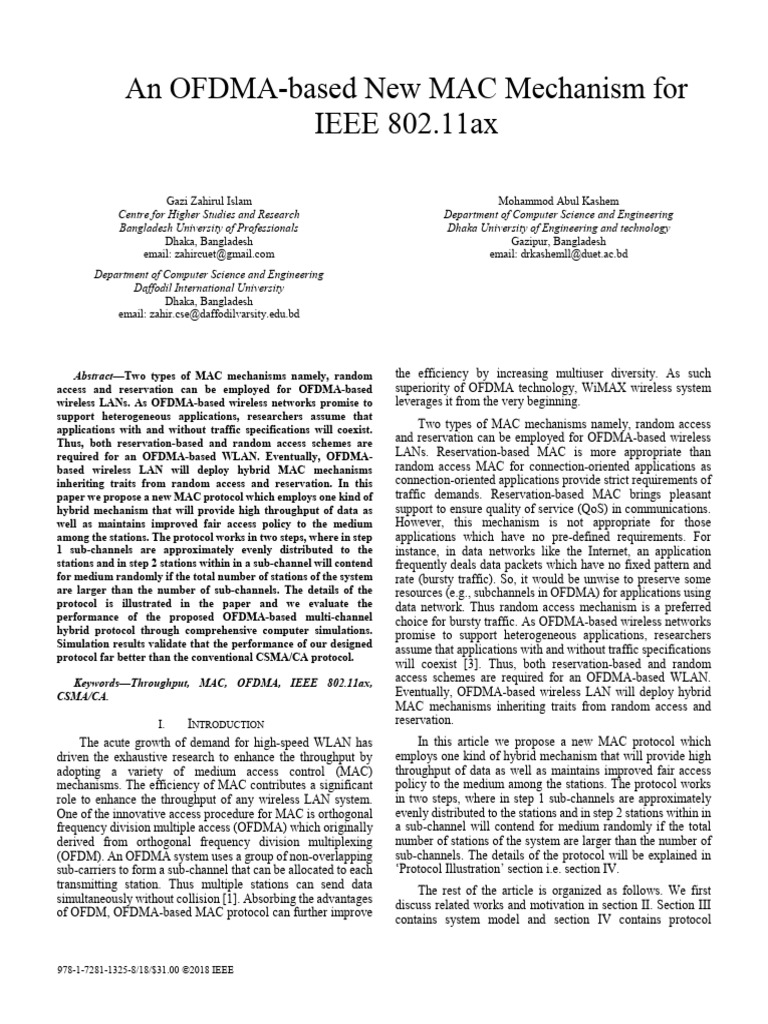 An OFDMA-based New MAC Mechanism For IEEE 802.11ax | PDF | Computer Network | Ieee 802.11