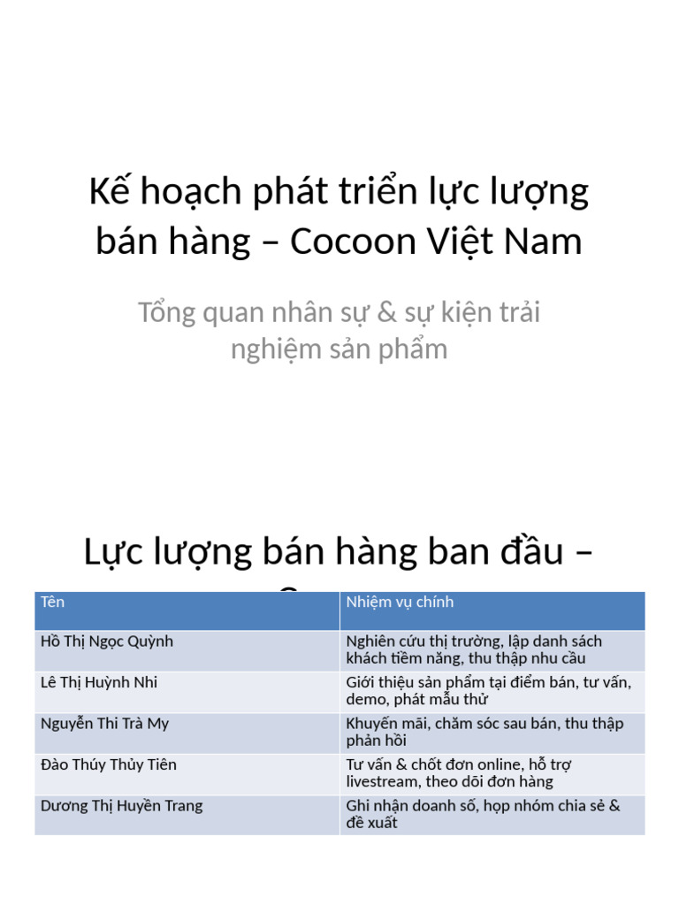 KeHoach BanHang Cocoon | PDF