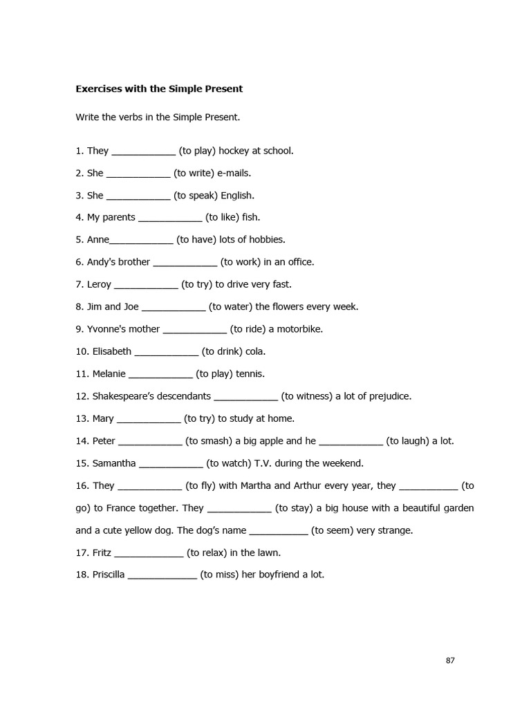 Present Simple Exercises | PDF
