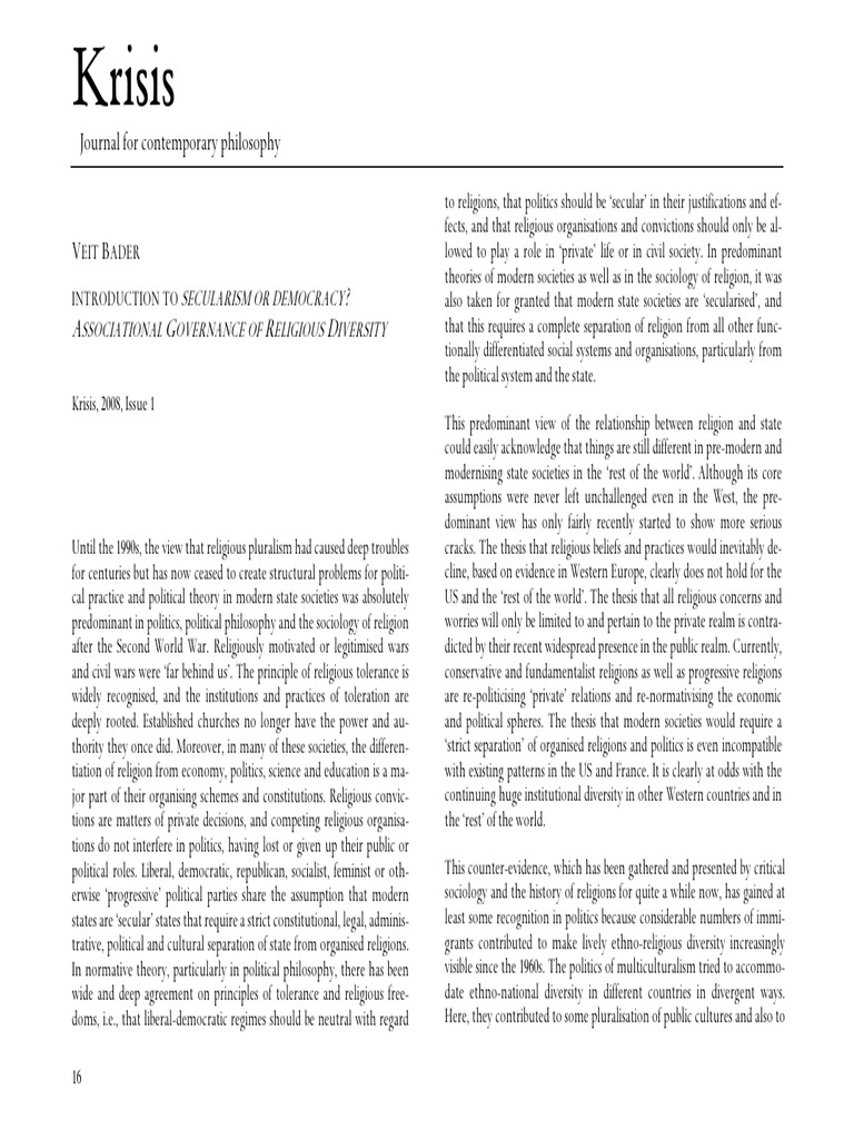 Secularism vs. Democracy in Governance | PDF | Secularism | Liberal ...