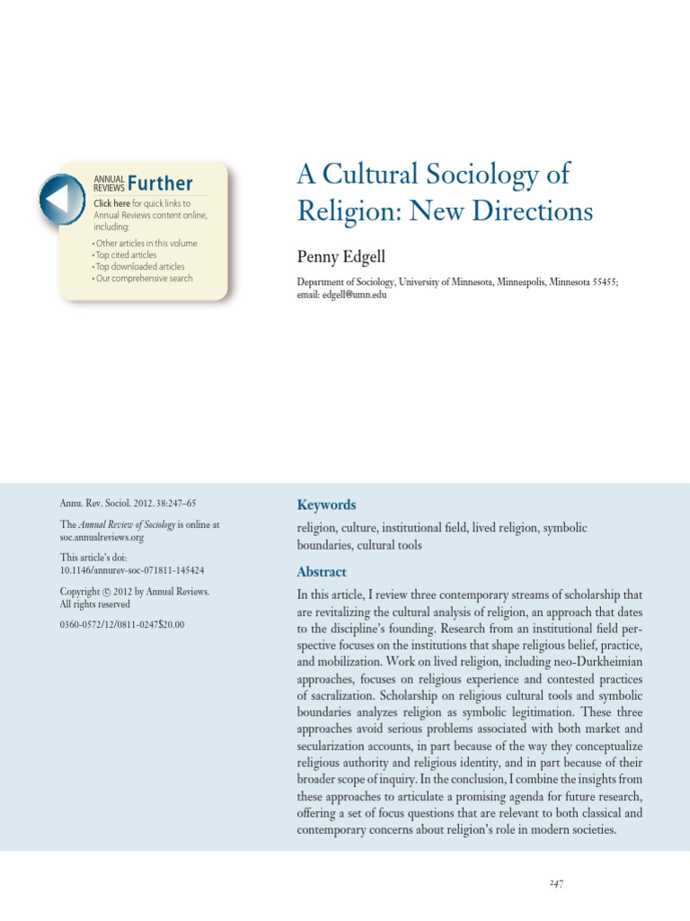 Cultural SOciology in Depth | PDF | Sociology | Religious Studies