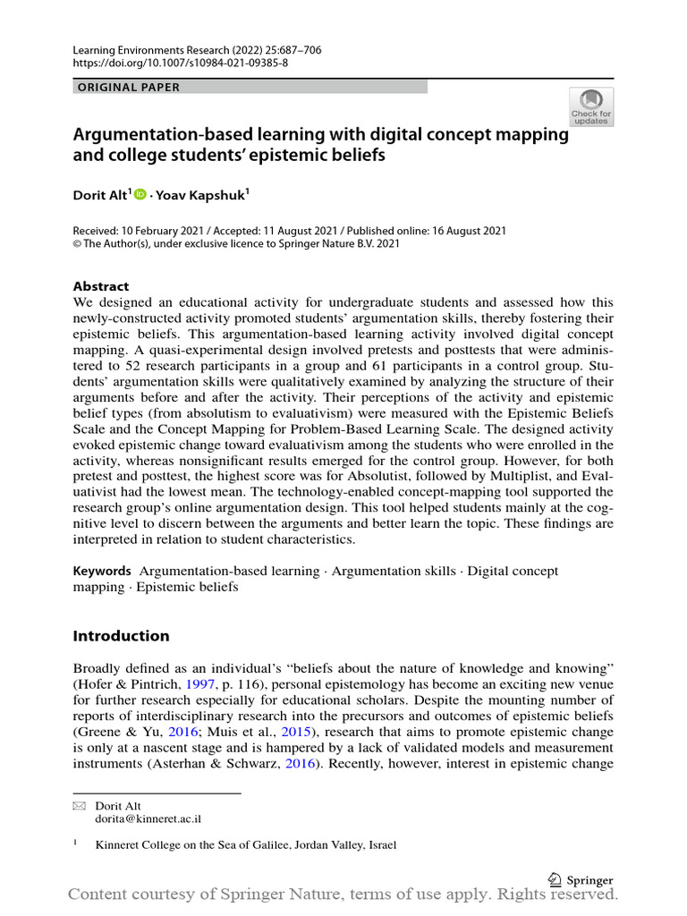 Argumentation-Based Learning With Digital Concept Unlocked | PDF | Epistemology | Knowledge