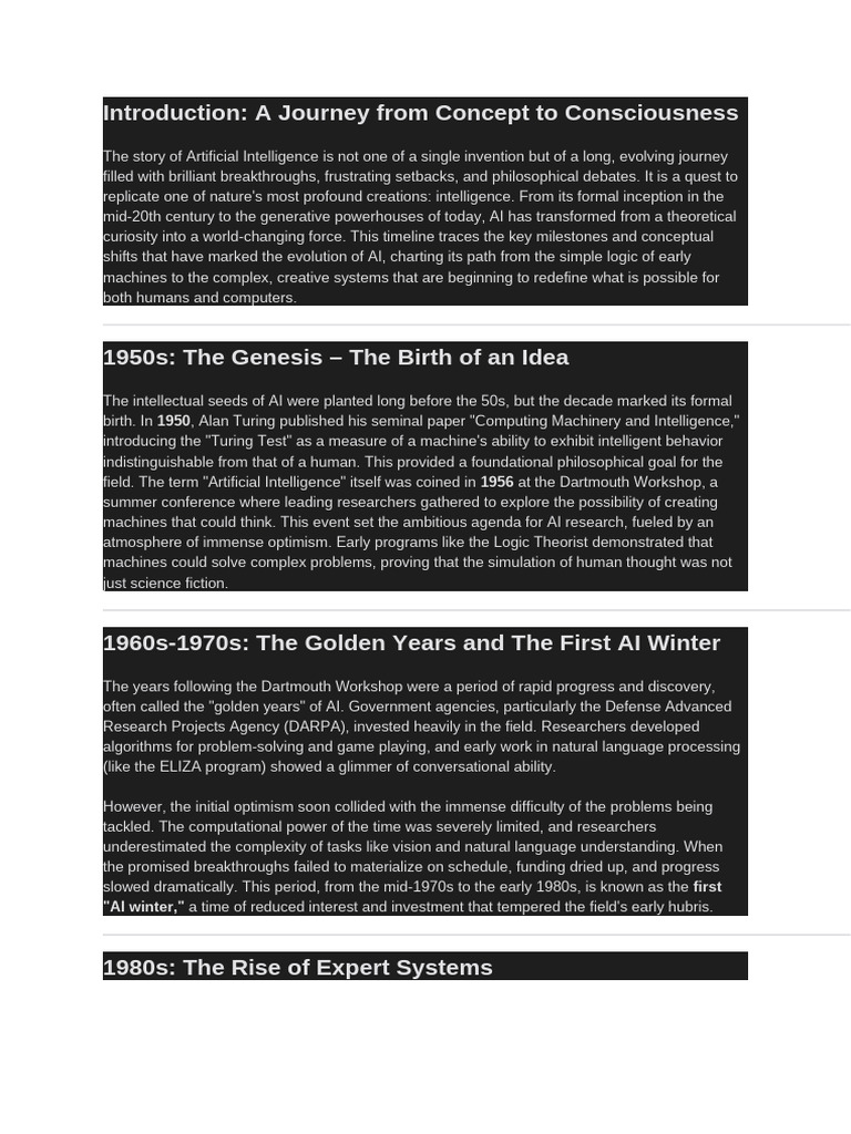 Timeline of Ai Evolution | PDF | Artificial Intelligence | Intelligence ...
