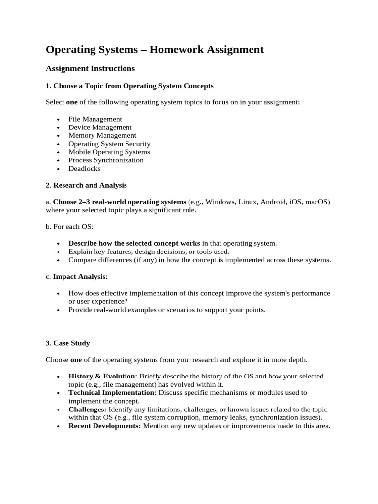 Operating Systems. Home Work | PDF